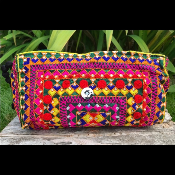 Bags | Bohemian Colorful Hand Embroidered Gujarati Bag | Poshmark